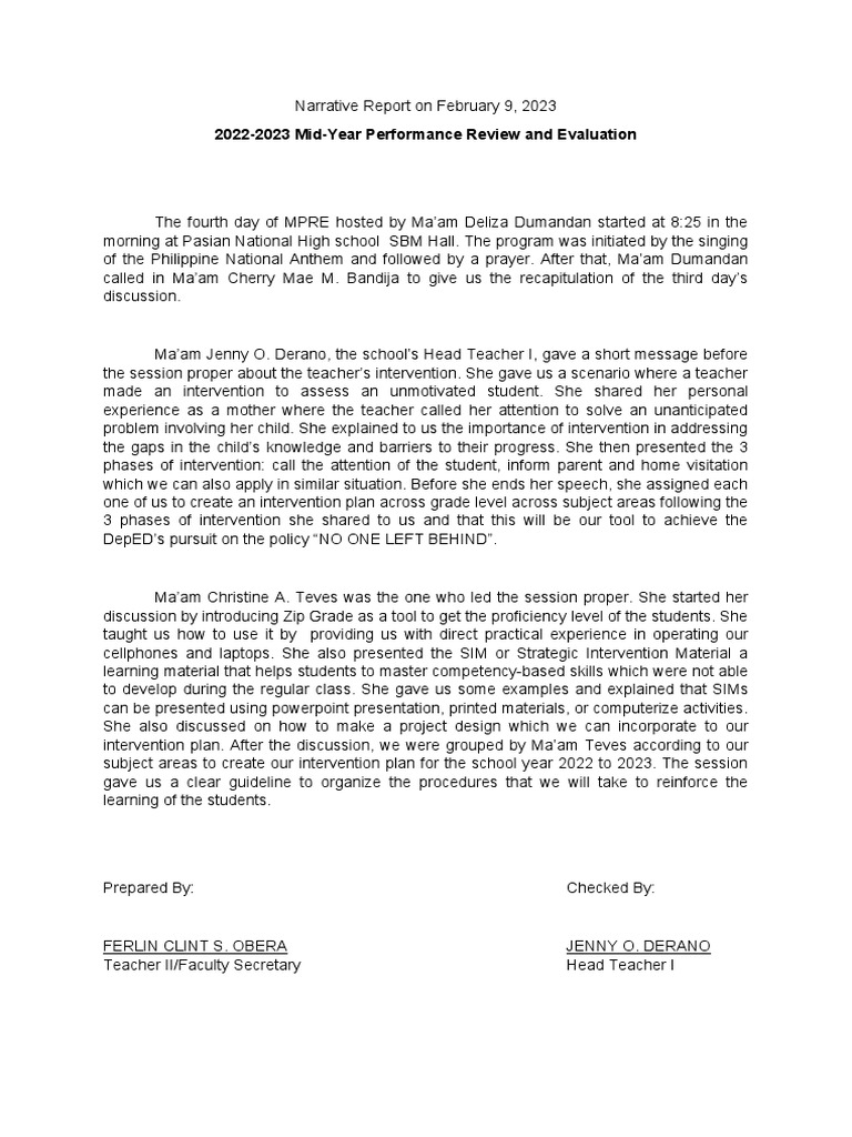 Day 4 MPRE Narrative Report | PDF | Teachers | Learning