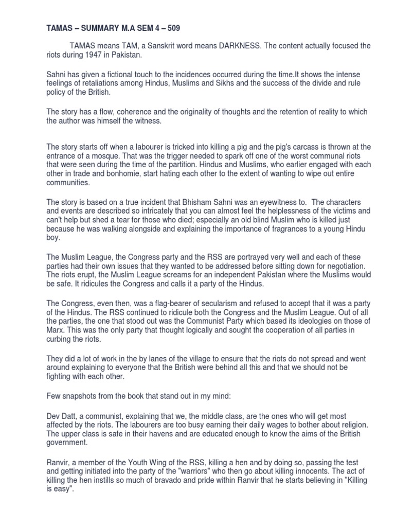 Ma Sem Iv 509 Tamas Summary | PDF