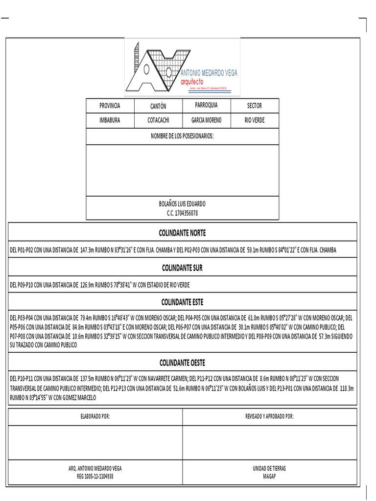 Formato de Colindantes | PDF