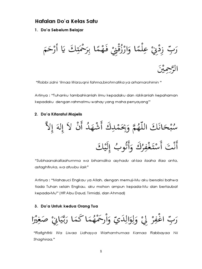 Hafalan Doa Sehari-hari untuk Anak | PDF