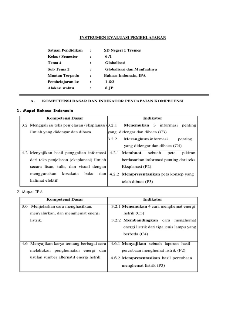 Instrumen Evaluasi 3 | PDF