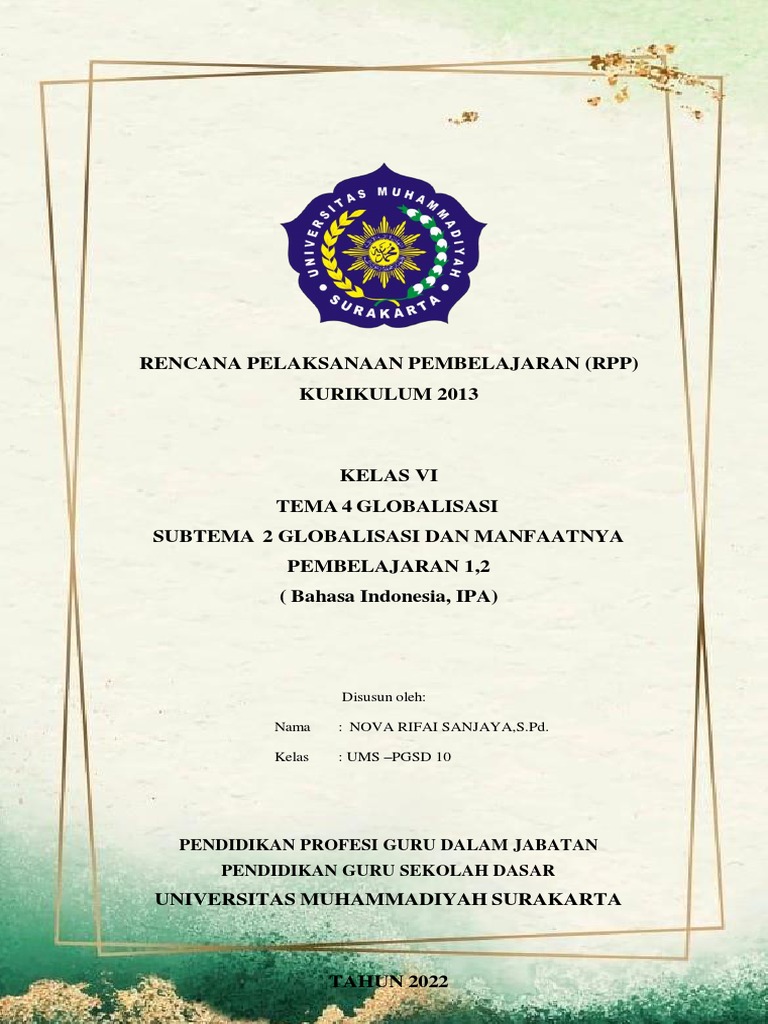 RPP KELAS 6 TEMA 4 SUB 2 PB 1 Rev | PDF | Karier & Perkembangan