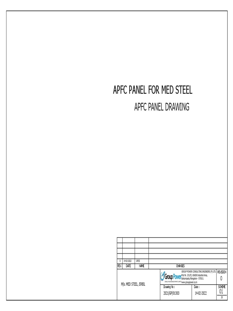 Detailed Drawings For An Apfc Panel For Med Steel Pdf Manufactured