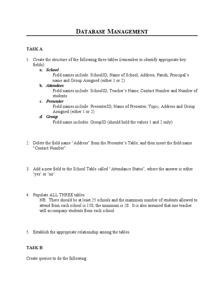 Database Management Exercise Pdf Data Management Software Data