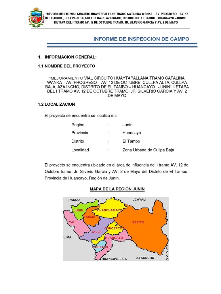 INFORME DE INSPECCION DE CAMPO Ok | PDF | Informática | Ciencias fisicas