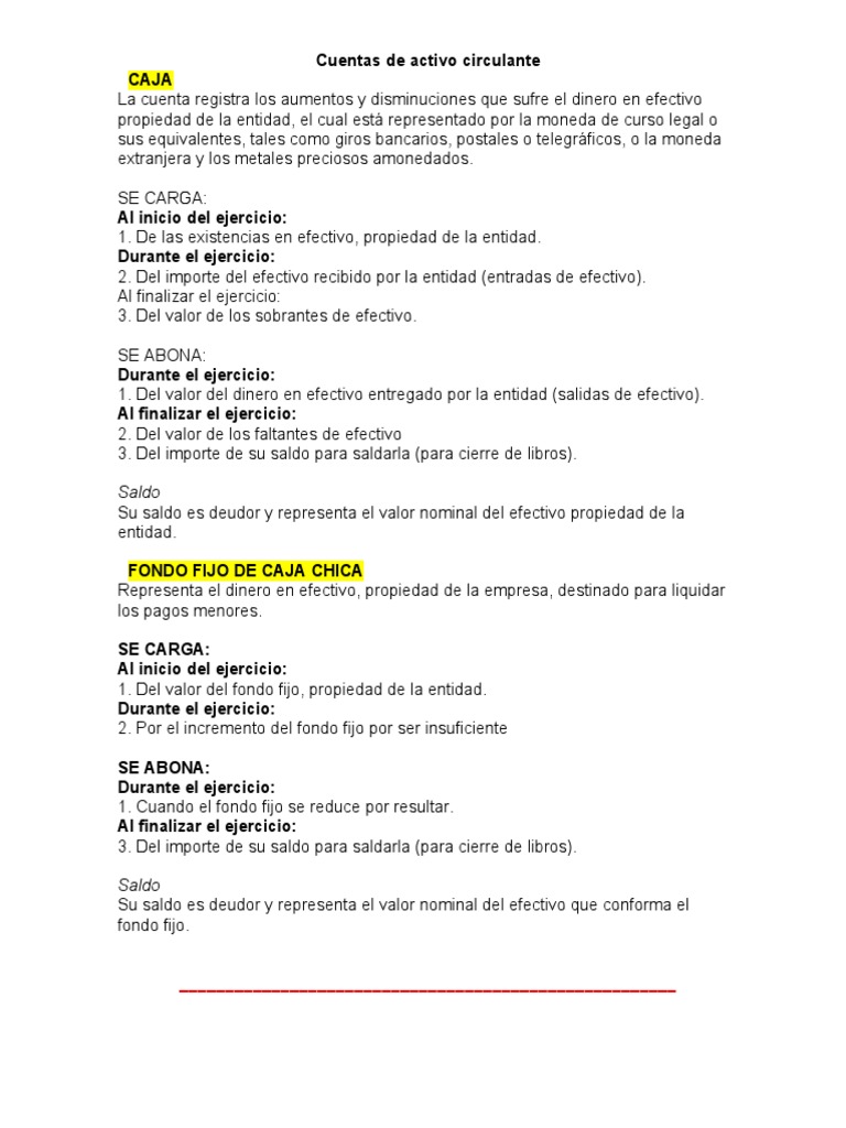 Cuentas de Activo Circulante | PDF | Efectivo | Bancos