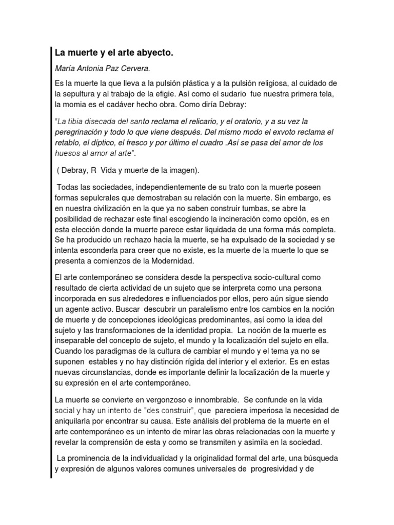 La Muerte y El Arte Abyecto | PDF | Muerte | Jacques Lacan