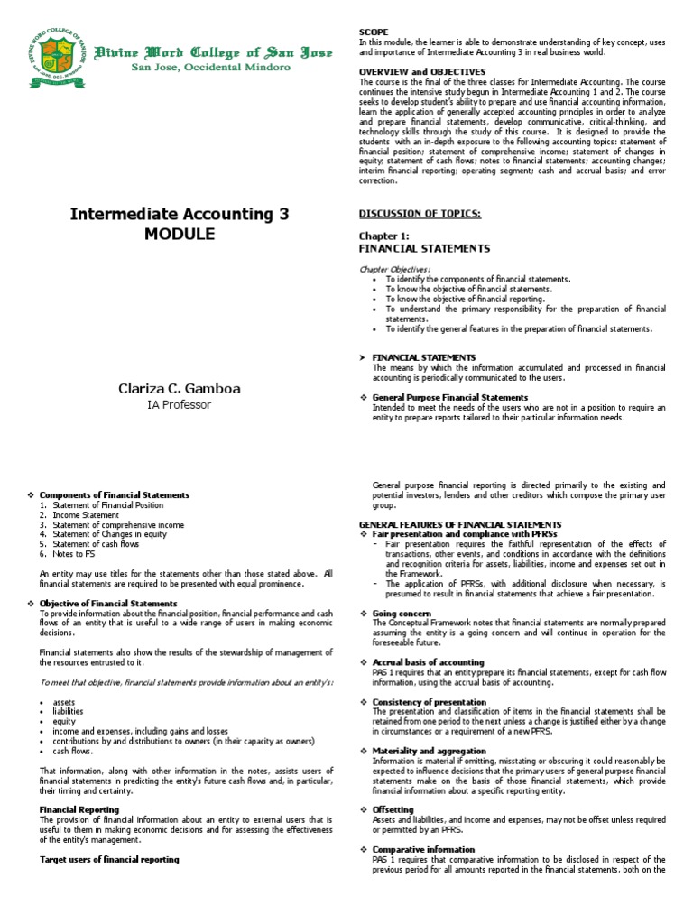 Intermediate Accounting 3 Module | PDF