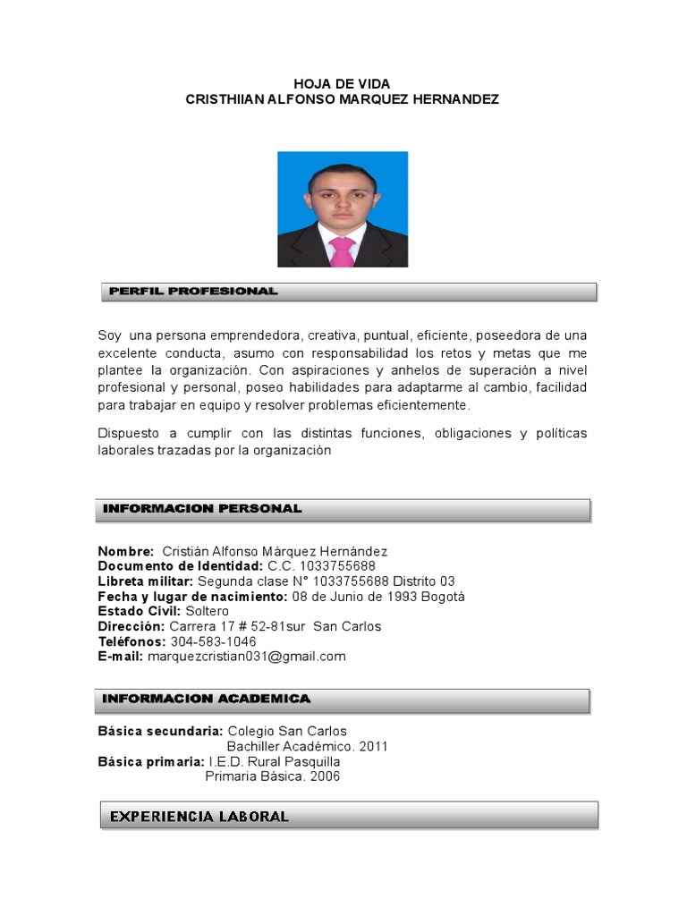 Hoja de Vida | PDF