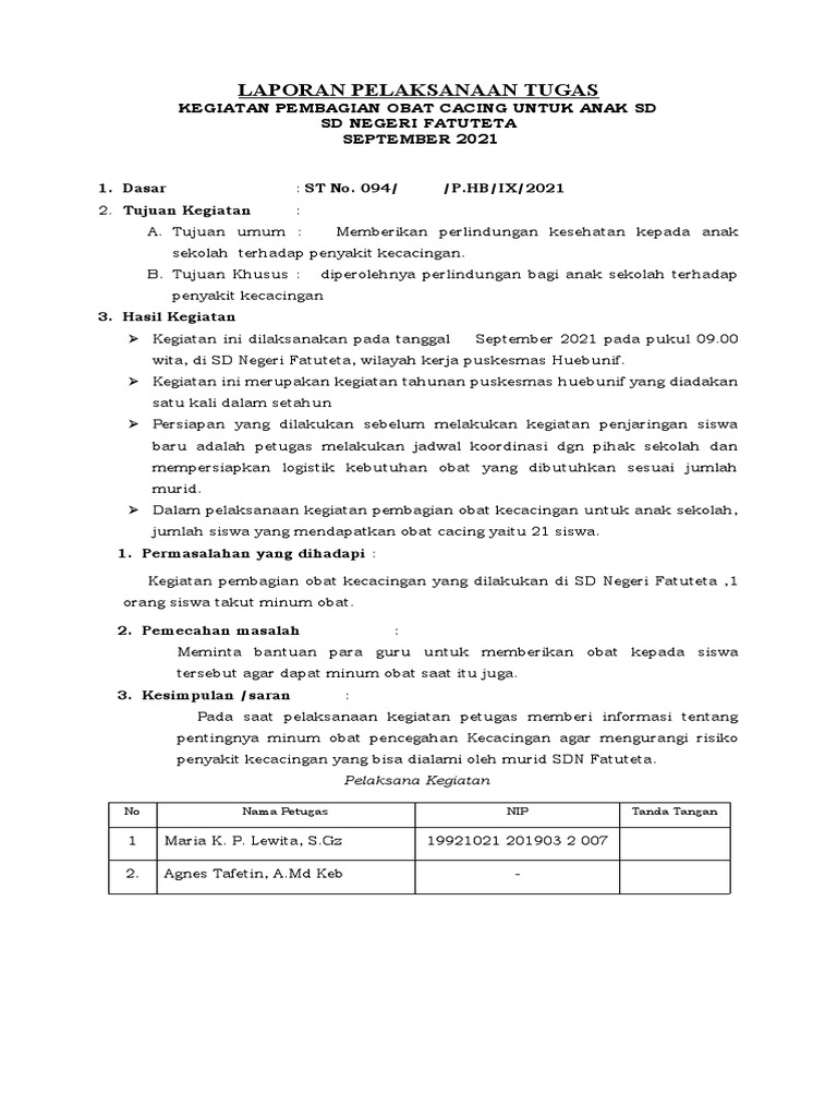 LPT BIAS Kelas I Dan Kecacingan | PDF