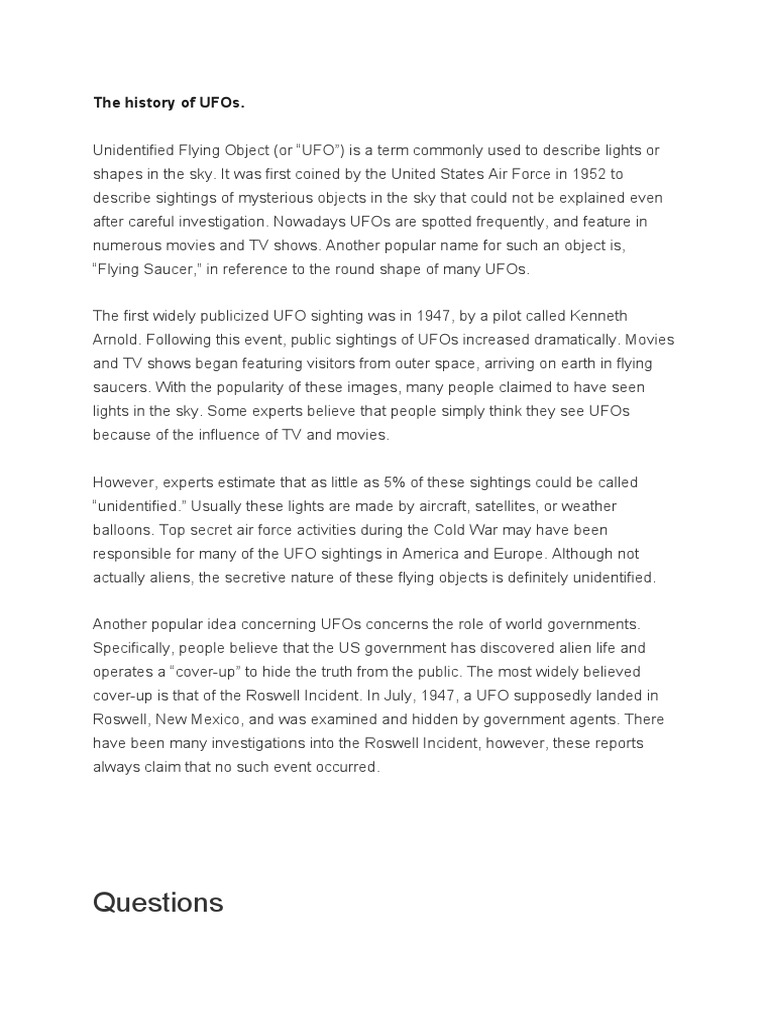 The History of UFOs | PDF | Young Adult