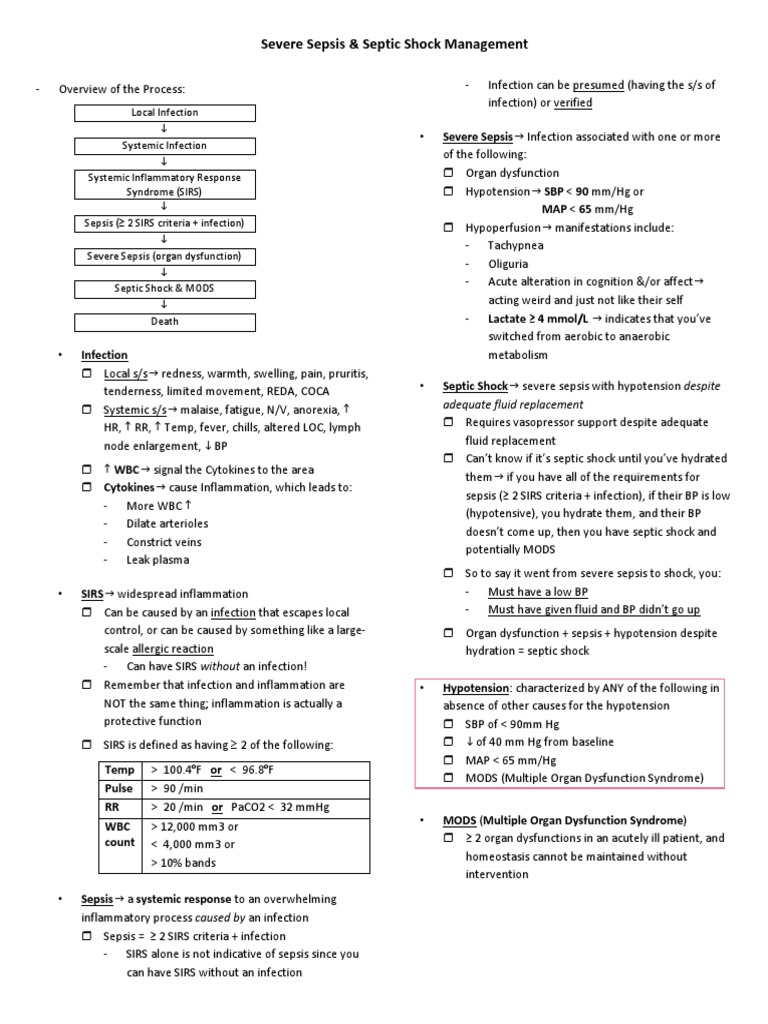Sepsis Overview and Management Guide | PDF