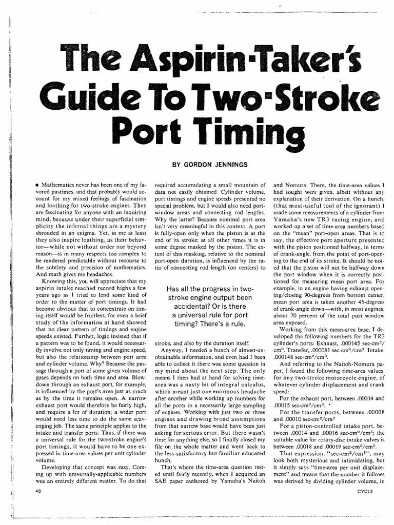 Guide To 2 - Stroke Port Timing | PDF | Piston | Engine Technology