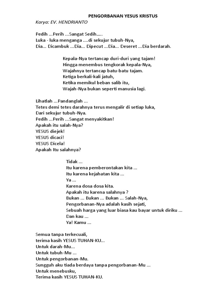 Puisi Pra Paskah PWGT JBK | PDF