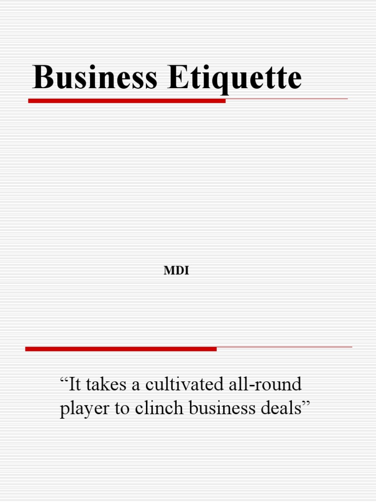 Business Etiquette Final-2 | Download Free PDF | Clothing | Gift