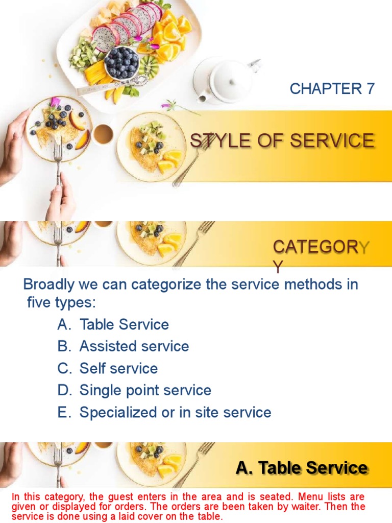 Chapter 7 Types of Food and Beverage Service | Download Free PDF | Tableware | Buffet