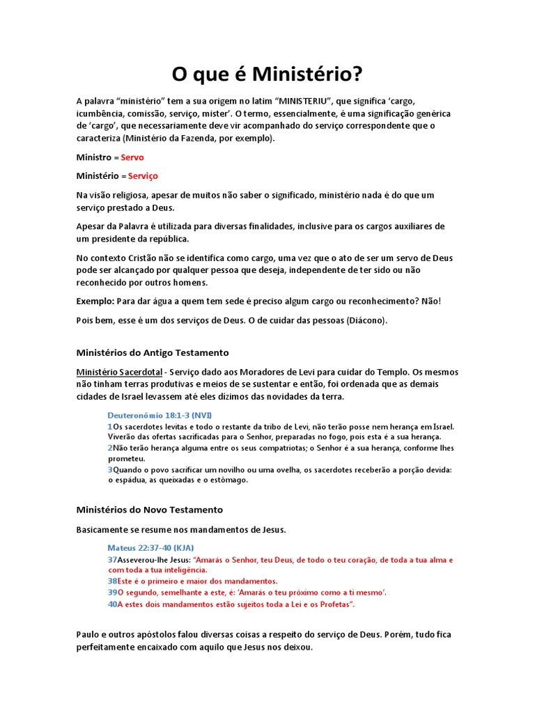 Significado de Ministério Eclesiástico | PDF | Jesus | Igreja católica