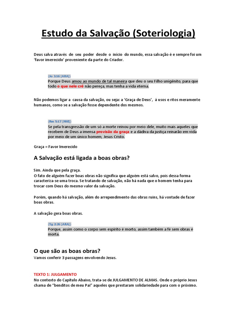 A Salvação Pela Graça Pdf Salvação Graça No Cristianismo