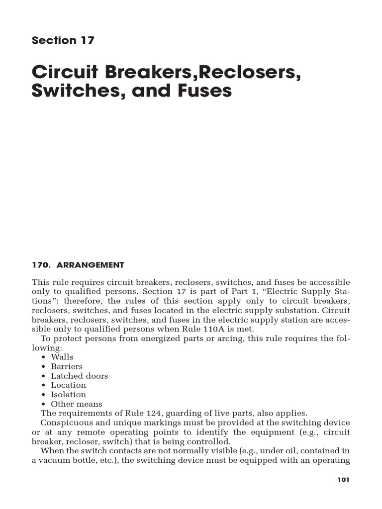 Circuit Breakers, Reclosers, Switches, and Fuses: Section 17 | PDF | Fuse (Electrical) | Switch