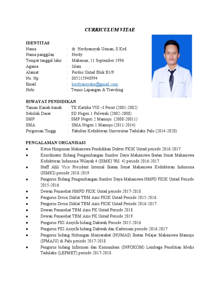 CV Lengkap Herdyansyah Usman | PDF