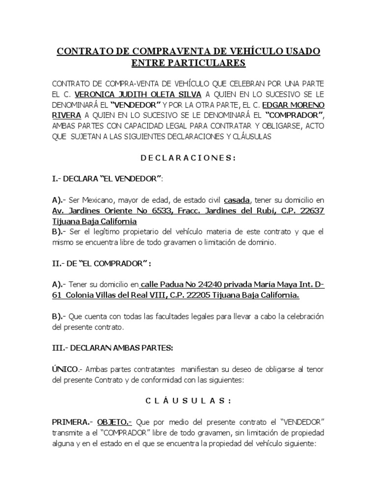 Contrato Compraventa | PDF | Derecho civil (sistema legal) | Ley común