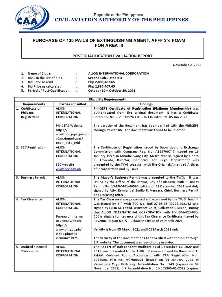 Post Qua Report FOAM ALJON | PDF | Certified Public Accountant | Audit