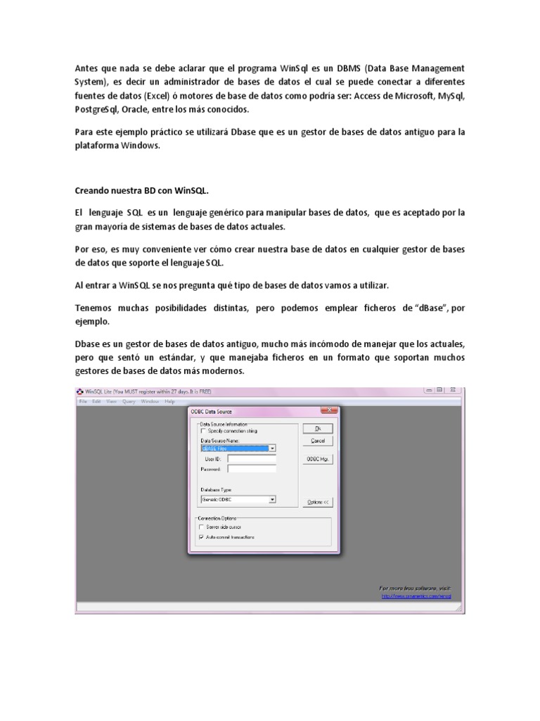 Creando Nuestra BD Con WinSQL | Descargar gratis PDF | SQL | Tabla ...