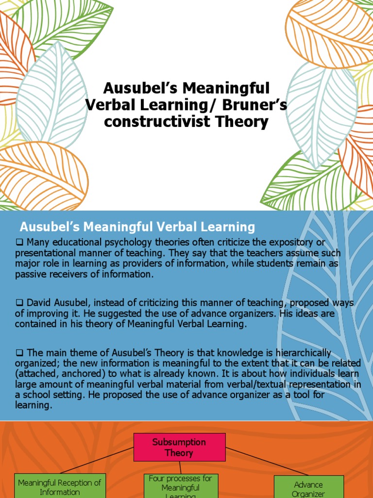 Ausubel's Meaningful Learning Theory | PDF | Career & Growth | Science ...