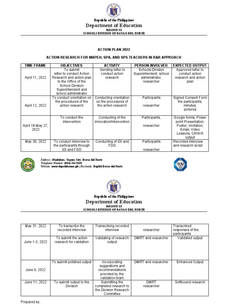 Action Plan Action Research | PDF