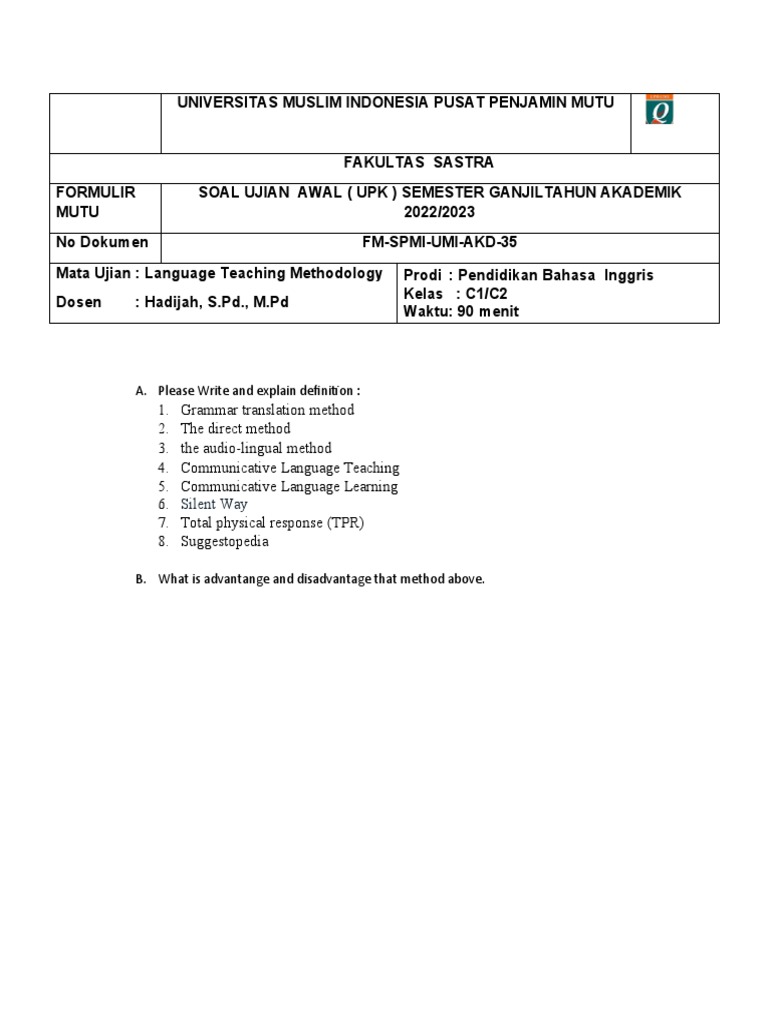 Soal Final Method | PDF Soal Final Method | PDF