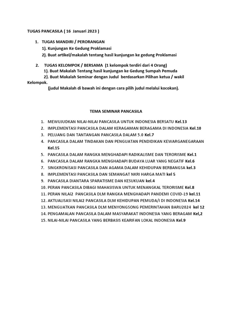 Judul Seminar Pancasila | PDF | Ilmu Sosial