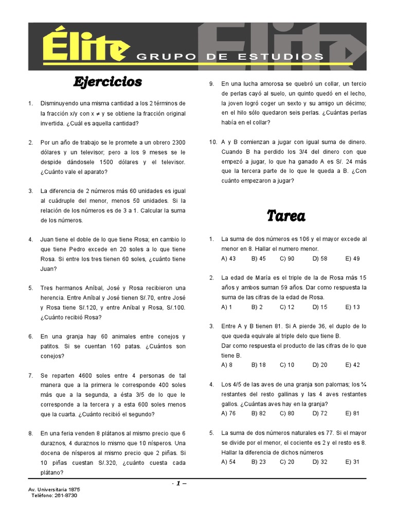 Problemas Matemáticos y Planteo de Ecuaciones | PDF | Métodos y ...