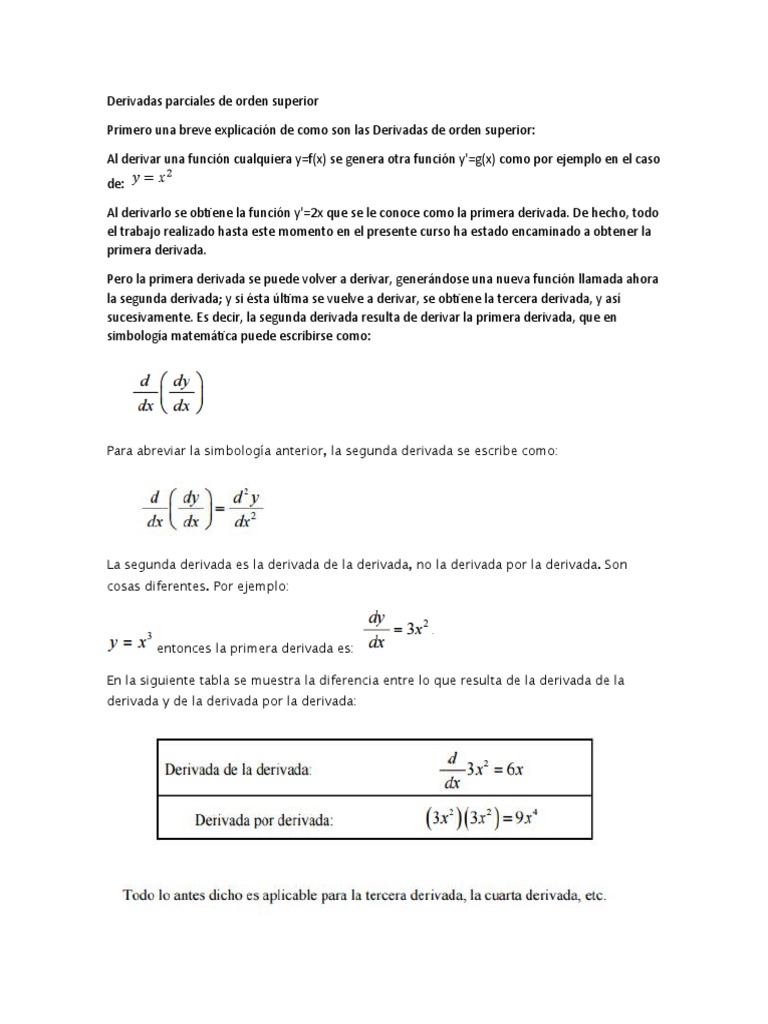 Derivadas Parciales de Orden Superior | PDF