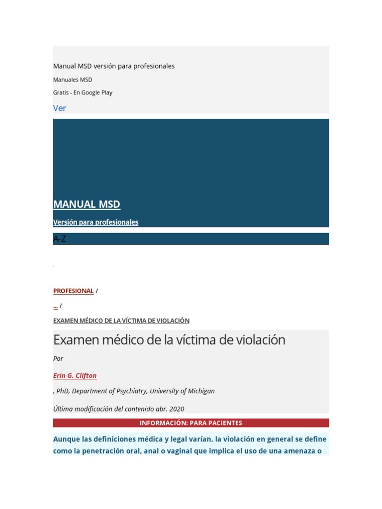 Violación - exámen medico legal | PDF | Violación | Medicina CLINICA