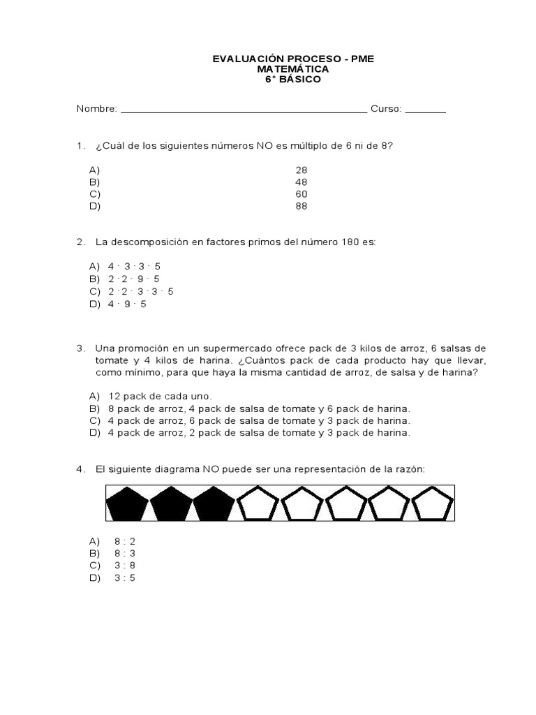 Ev MAT 6° | PDF | Multiplicación | Aritmética