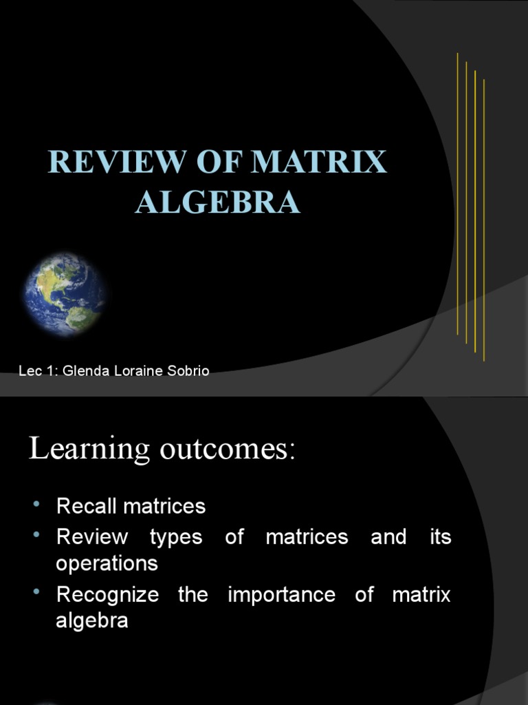 Lec 1 - Review of Matrix Algebra | PDF