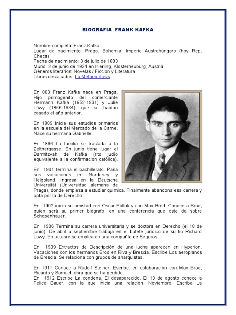 Biografia Frank Kafka | PDF | Franz Kafka