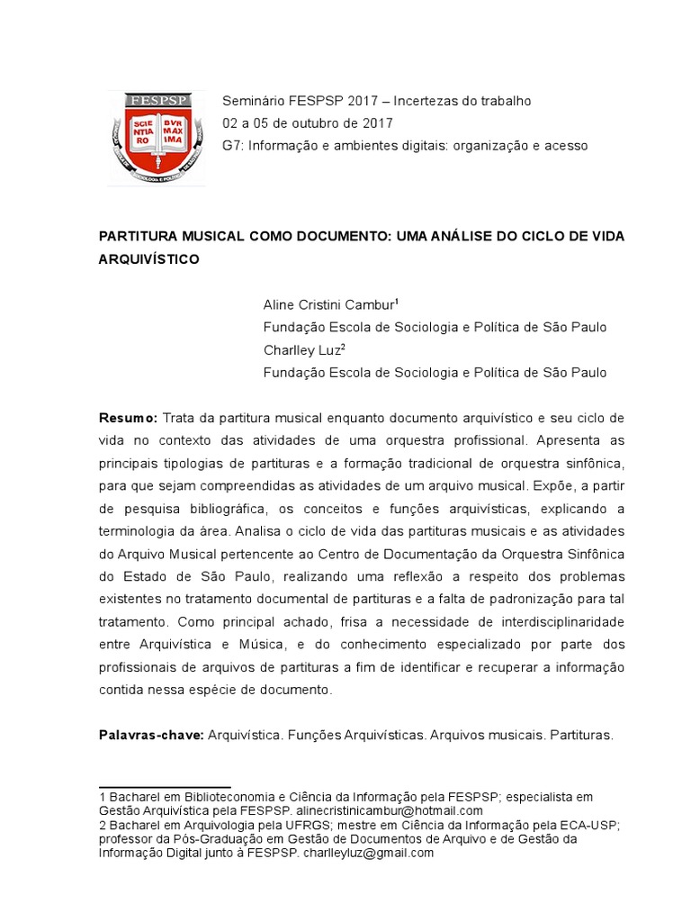 Partitura Musical Como Documento Uma Ana | PDF | Orquestras ...