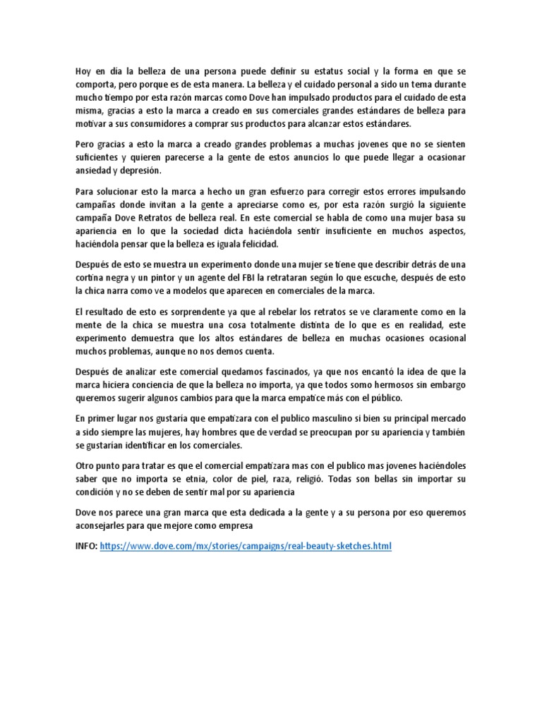DOVE | PDF | Belleza | Marca