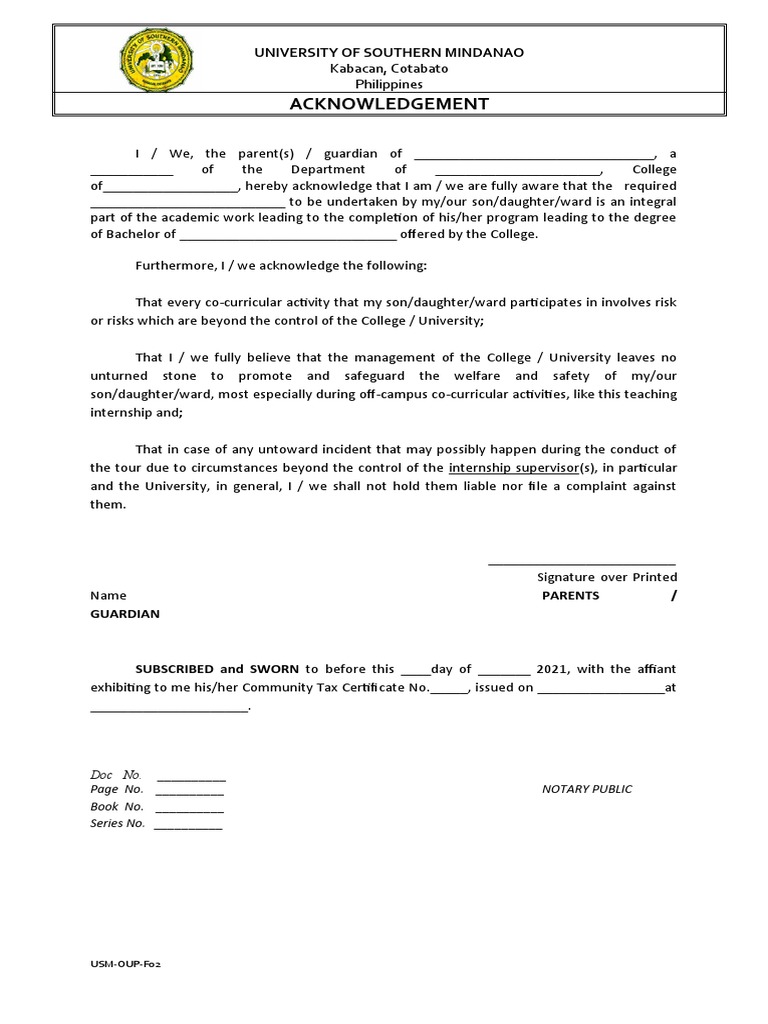 F02 Acknowledgment 1 | PDF