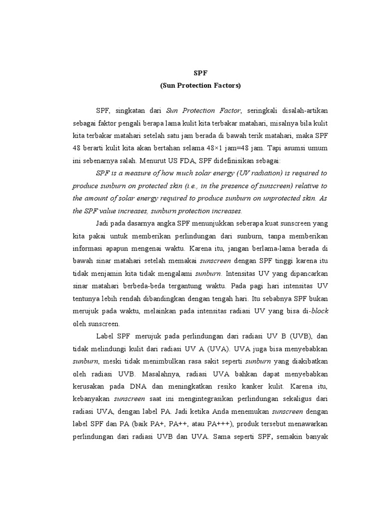 SPF (Sun Protection Factors) | PDF
