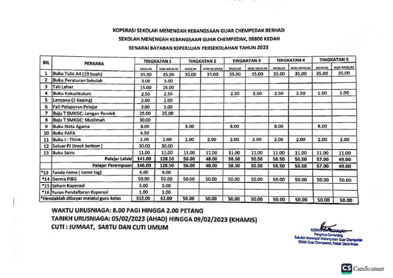 Senarai Harga Buku Tulis 2023/2024 | PDF