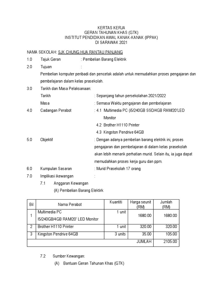 Kertas Kerja Barang ICT 2 | PDF