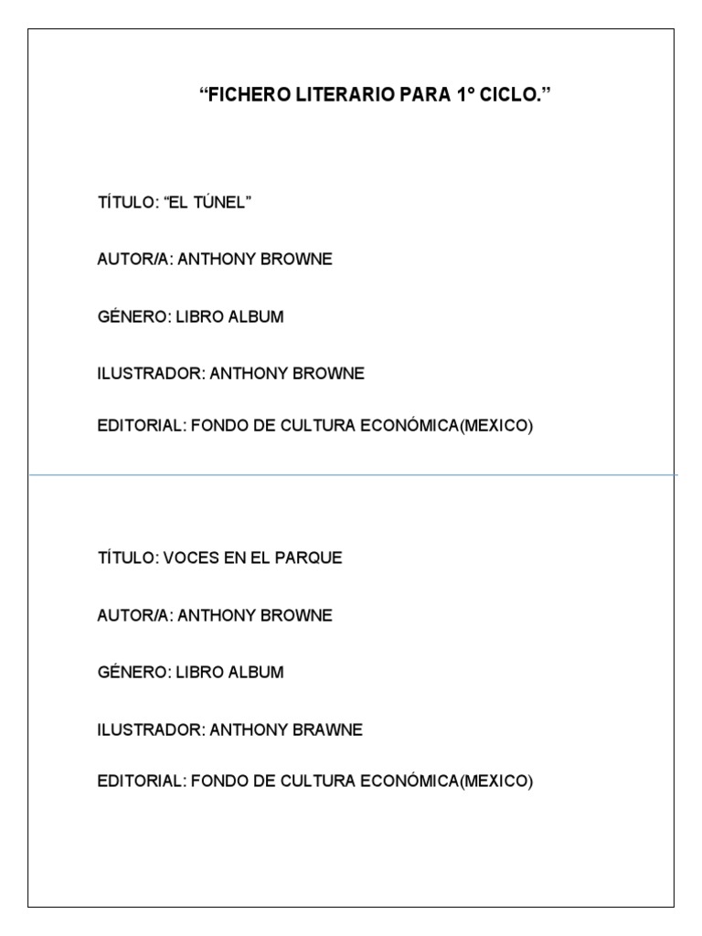 Fichero Literario para 1 | PDF