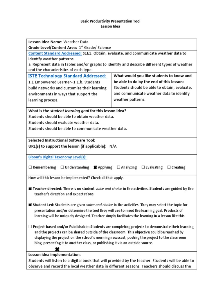Basic Productivity Tools Lesson Plan | PDF | Learning | Data