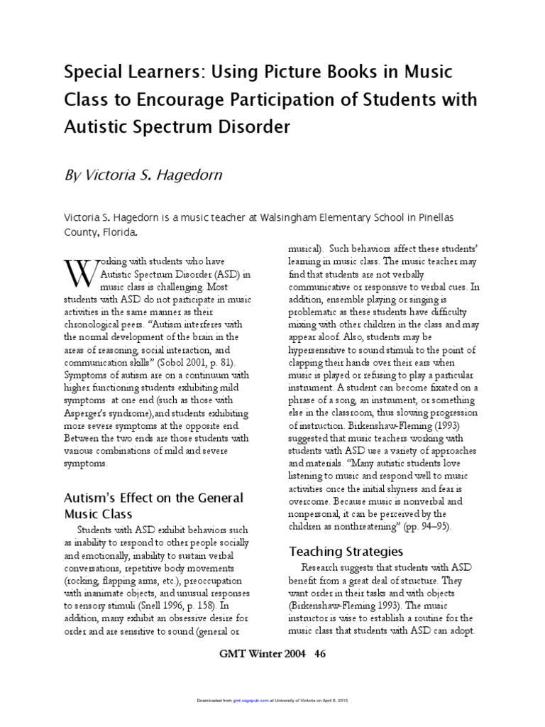 HAGEDORN, V. S. 2004 - Special Learners Using Picture Books in Music ...