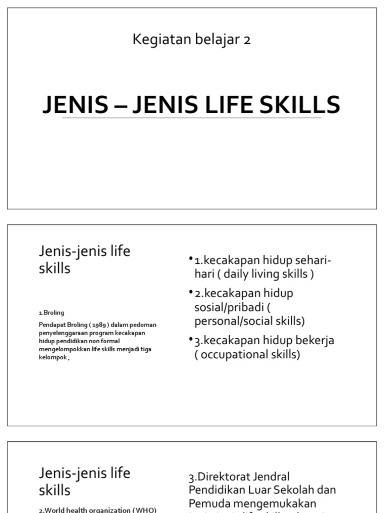 Jenis - Jenis Life Skills | PDF | Karier & Perkembangan | Pengembangan Diri