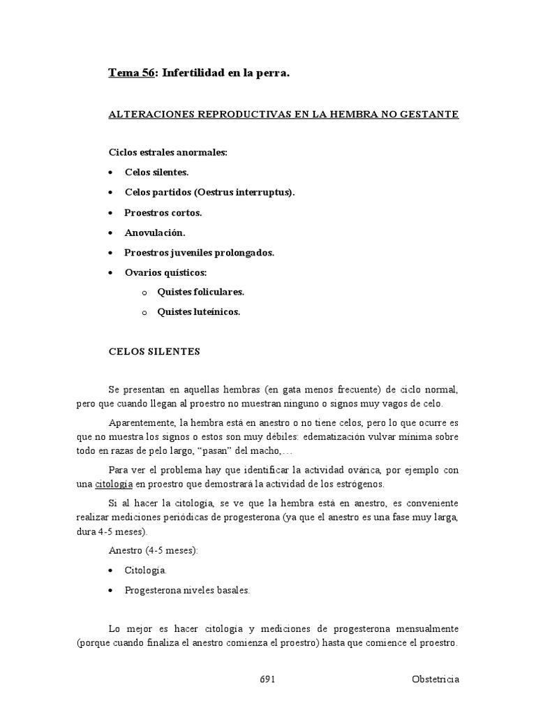 Tema 56 (Infertilidad en La Perra) | PDF | Ovario | Hormona luteinizante