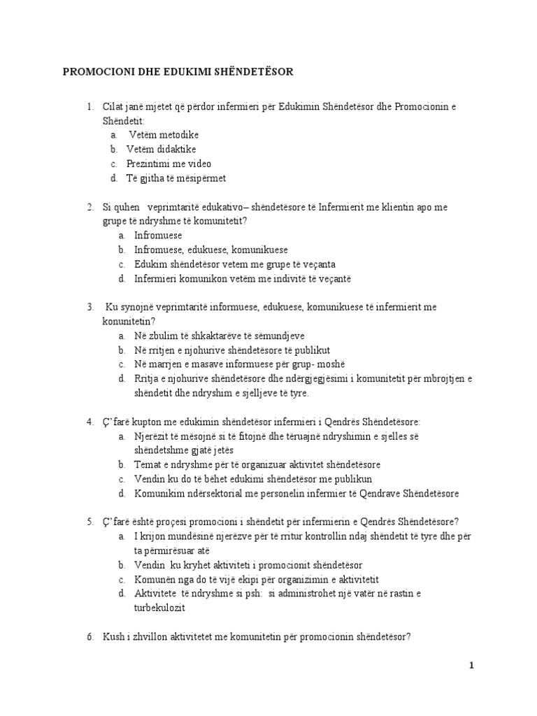 12.promocioni Dhe Edukimi Shendetesor | PDF