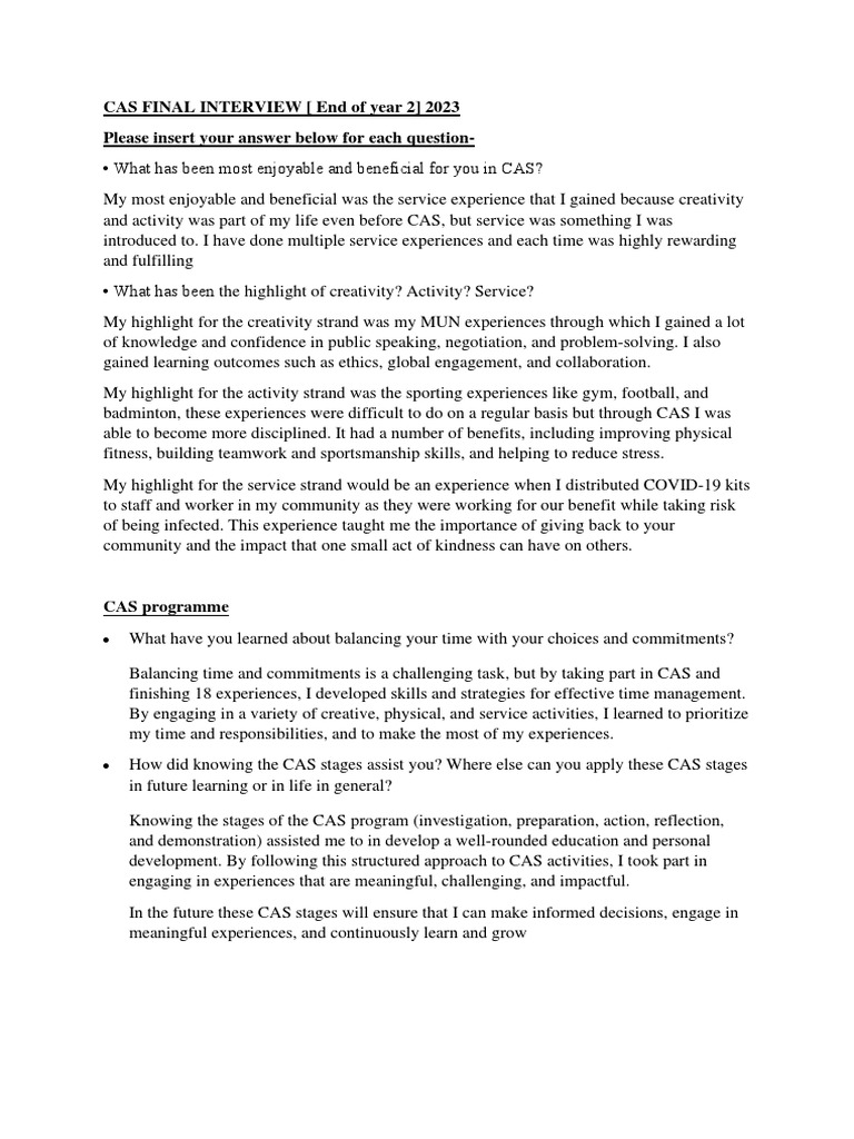Cas Final Interview | PDF | Learning | Experience